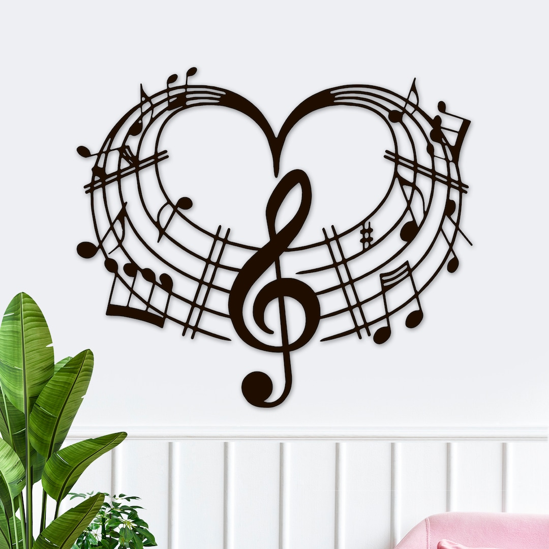 Music Notes Wall Art, Wood Music Symbol, Sheet Music, Treble Clef Wall ...