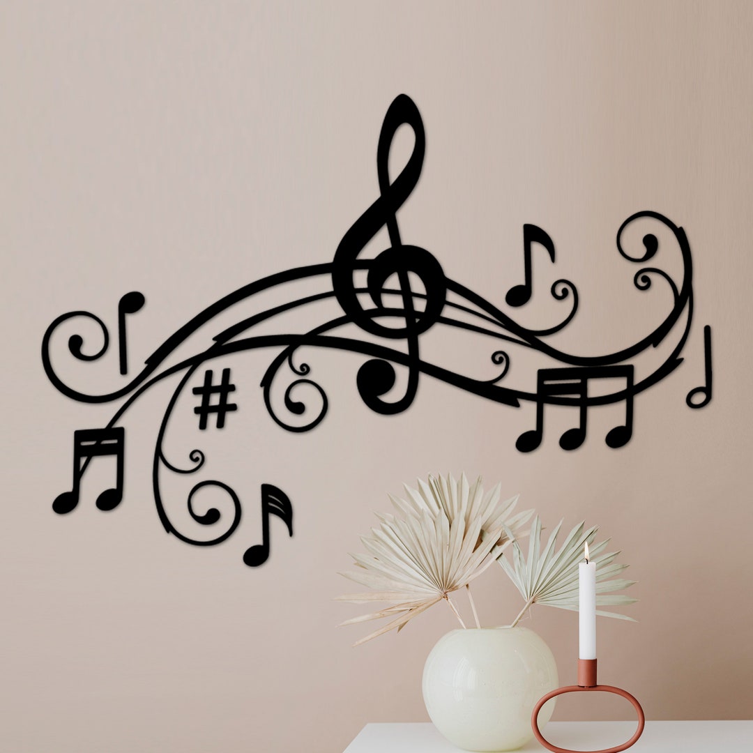 Music Notes Wall Art, Wood Music Symbol, Sheet Music, Aesthetic Room ...