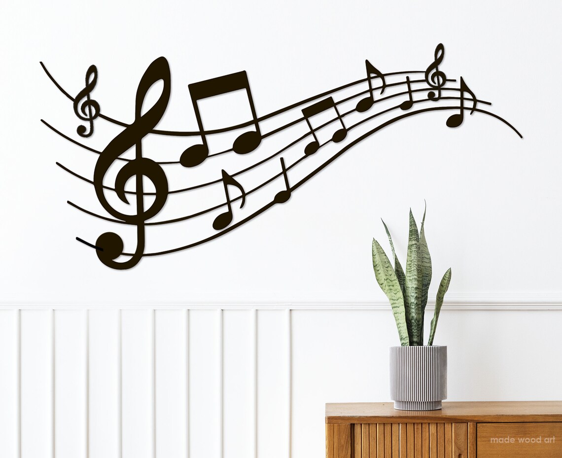Music Notes Wall Art Wood Wall Decor Music Decor Living - Etsy