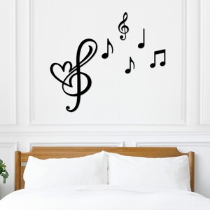 Music Notes Wall Art, Wood Sheet Music Symbol, Artwork for Music Room ...