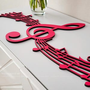 Music Notes Wall Art, Wooden Treble Clef Symbol, Gifts for Musicians ...