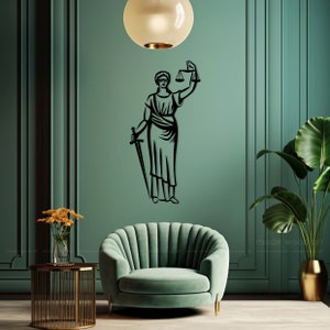 Blind Lady Justice Wall Art, Wooden Greek Scales of Justice, Lawyer ...