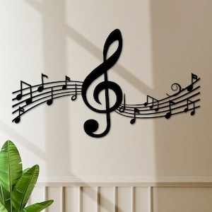 Music Notes Wall Art, Wooden Treble Clef Symbol, Gifts for Musicians ...
