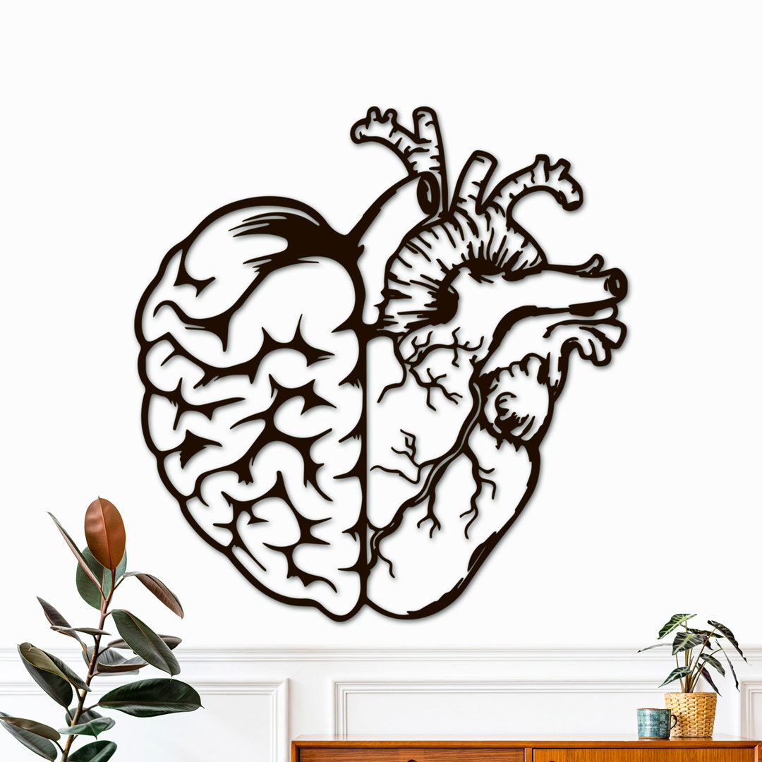 Wood Anatomical Heart and Brain Wall Art, Cardiologist Gift Idea, Human ...
