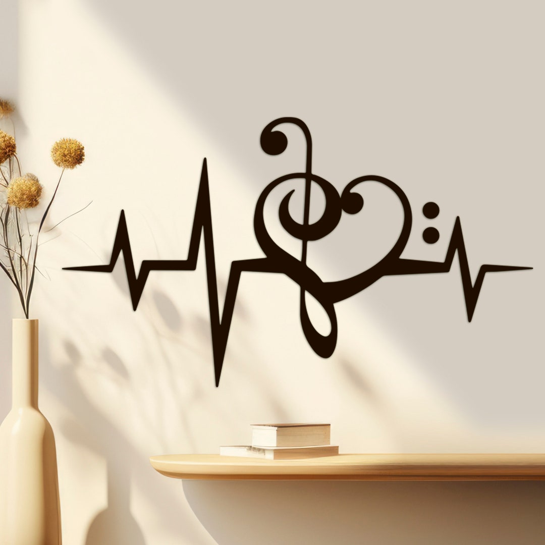 Musical Note Heart Wall Art, Wood Music Symbol, Sheet Music Decor ...