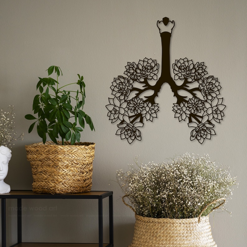 Wood Floral Lungs Wall Art, Respiratory Therapist, Human Anatomy ...