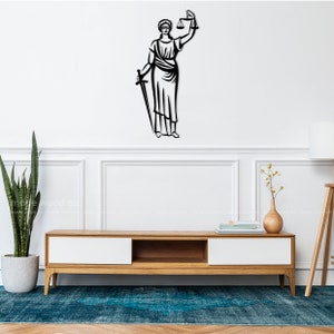 Blind Lady Justice Wall Art, Wooden Greek Scales of Justice, Lawyer ...
