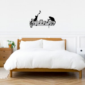 Music Notes Wall Art, Wood Music Art, Cat Wall Art, Music Room Decor ...