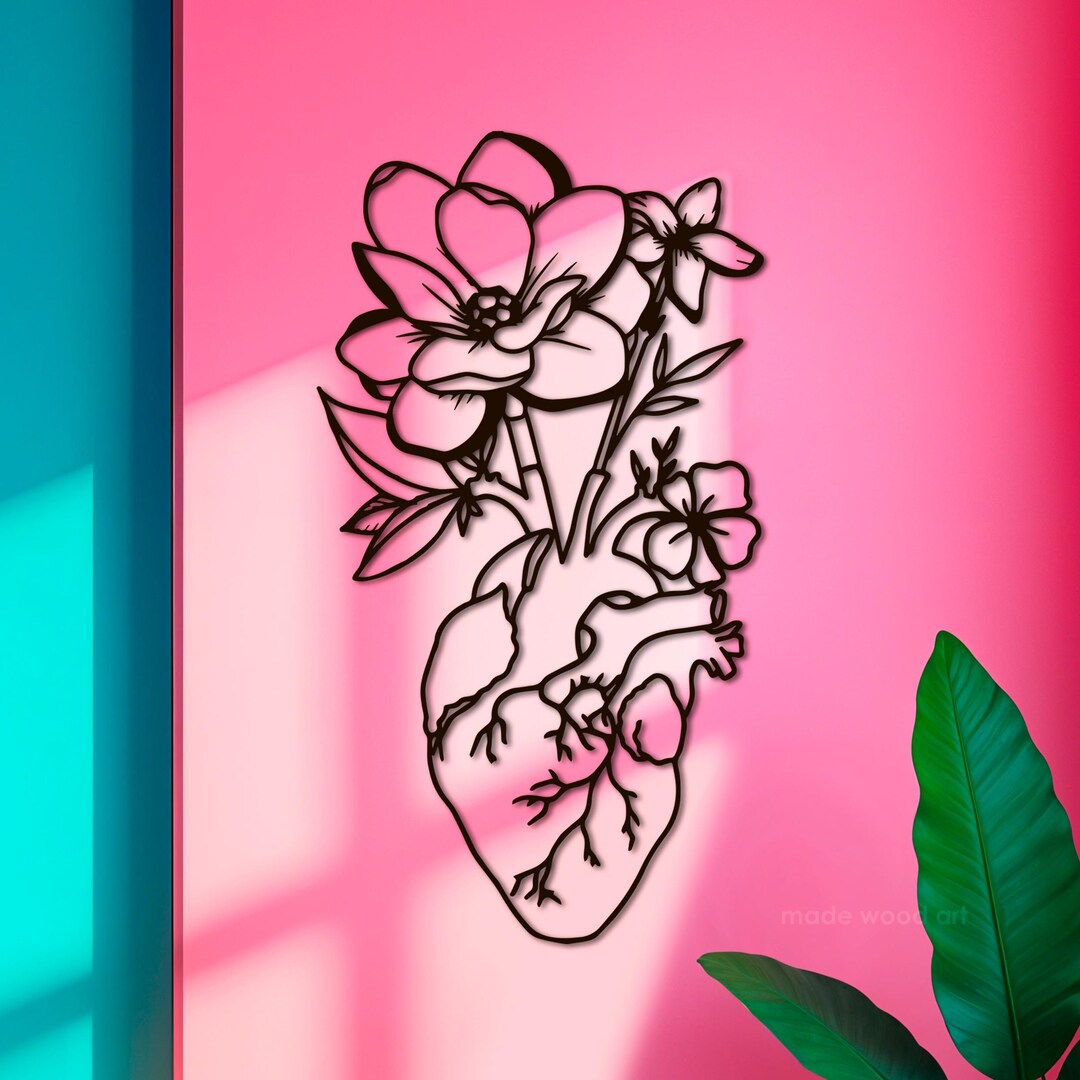 Flower Anatomy Heart, Wood Wall Art, Medical Office Decor, Doctor ...