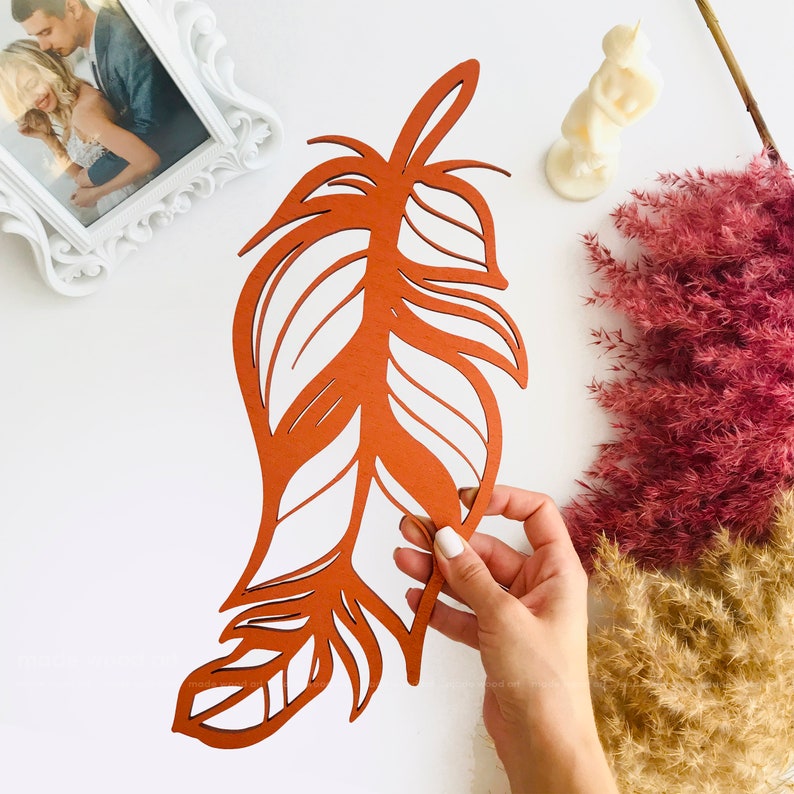 Feather Wall Art Wood Wall Art Wood Feather Wall Decor - Etsy