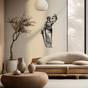 Blind Lady Justice Wall Art, Wooden Greek Scales of Justice, Lawyer ...