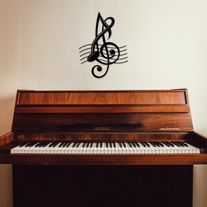 Music Wood Wall Decor, Sheet Music Art, Music Notes Sign, Treble Clef ...