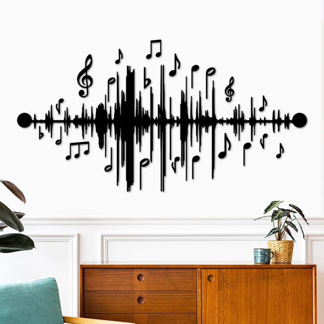 Soundwave Art, Music Wall Decor, Wooden Music Note, Voice Recording ...