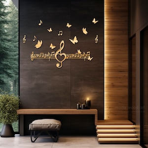 Music Note Wall Art, Wood Wall Decor, Sheet Music Gift, Music ...