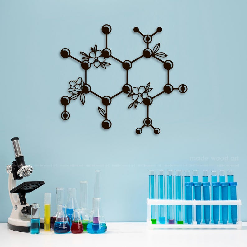 Molecules Wood Wall Art, Chemistry Gifts, Medical Office Decor, Science ...