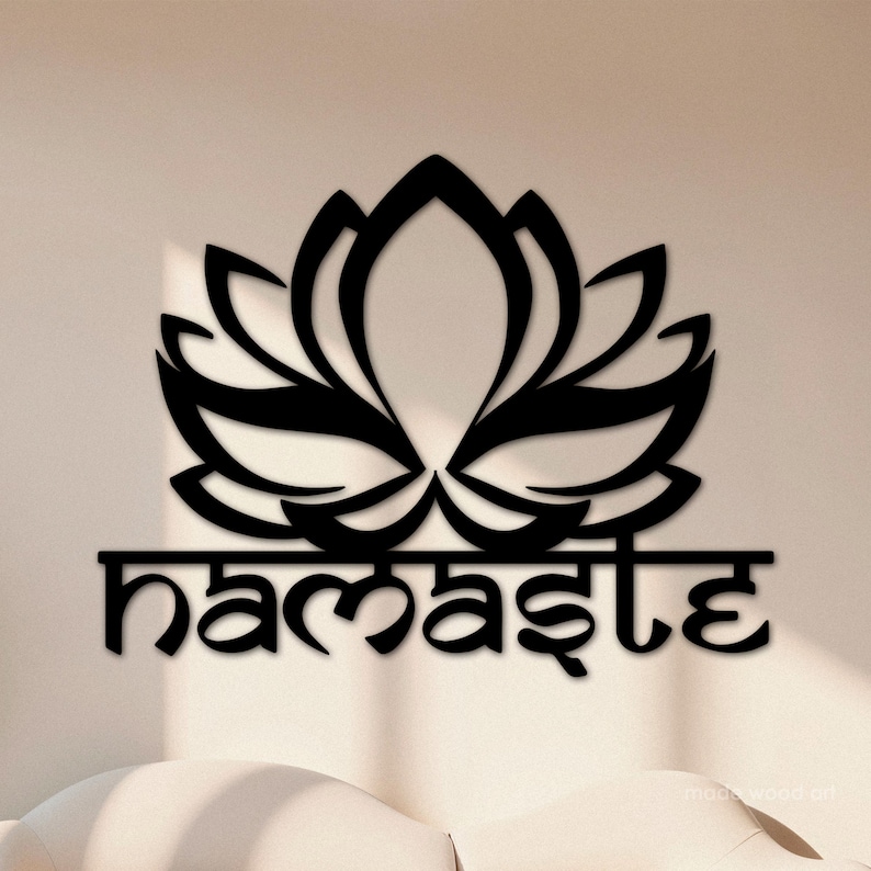 Namaste Wall Art, Lotus Flower Wood Decor, Spiritual Sign, Mandala ...