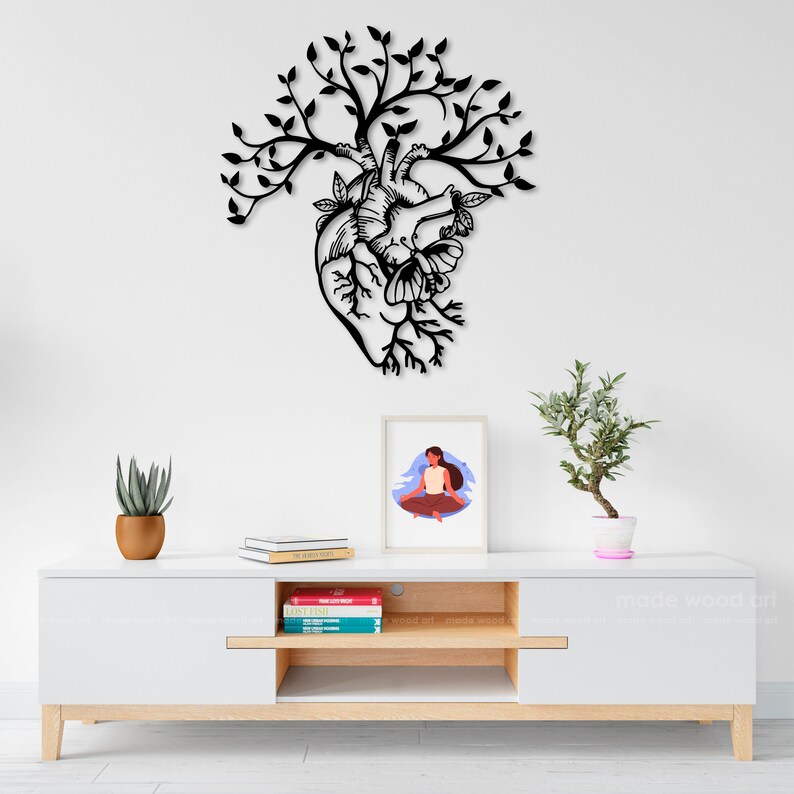 Anatomical Heart Tree Wall Art, Medical Office Decor, Wood Wall Hanging ...