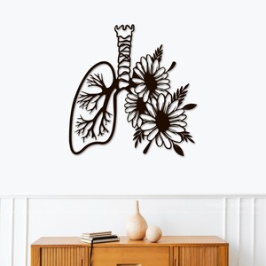 Wood Anatomical Lung Artwork, Respiratory Therapist Gifts, Floral Lung ...