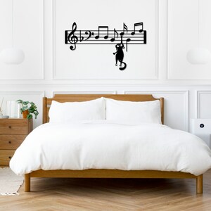 Music Wall Art, Music Note Decor, Wood Room Decor, Cat Lover Gift ...