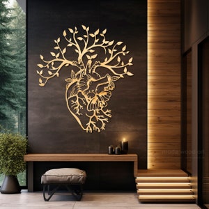 Anatomical Heart Tree Wall Art, Medical Office Decor, Wood Wall Hanging ...