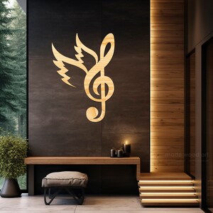 Music Notes Wall Art, Wood Sheet Music Symbol, Room Decor, Piano ...