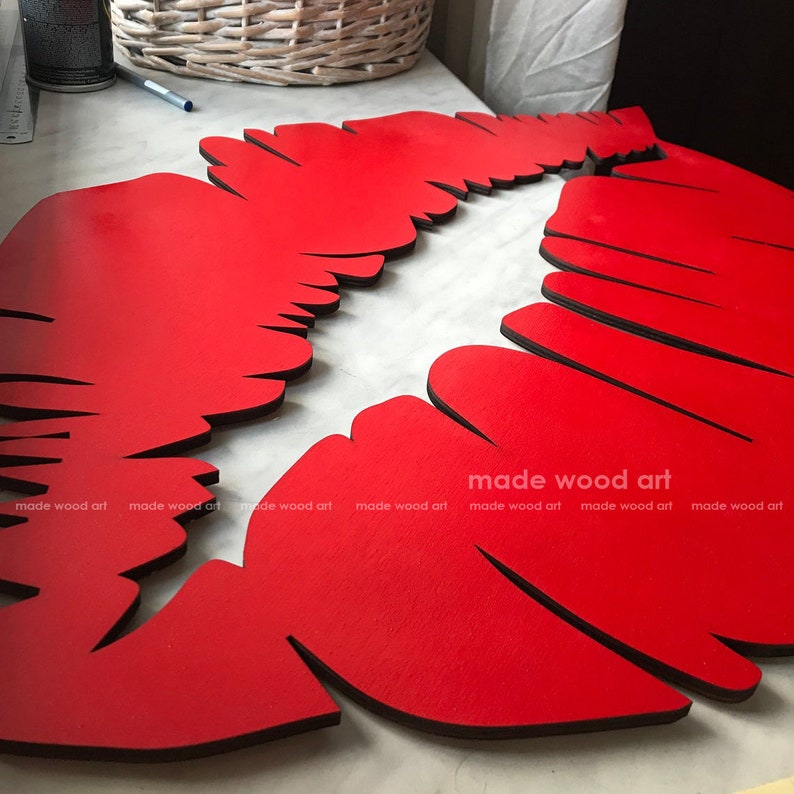 Red Lips Wall Art Wood Wall Art Lip Wall Decor Wooden Lips | Etsy