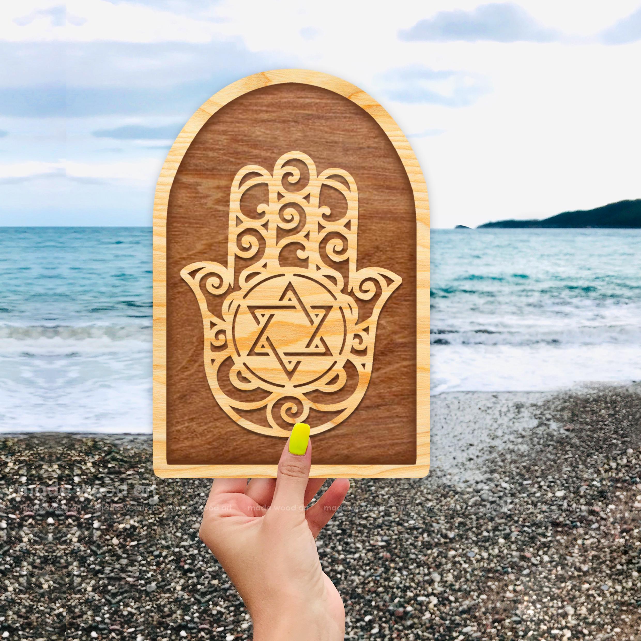 Hamsa Wood Wall Art, Star of David, Judaica Art, Jewish Gift, Shelf ...