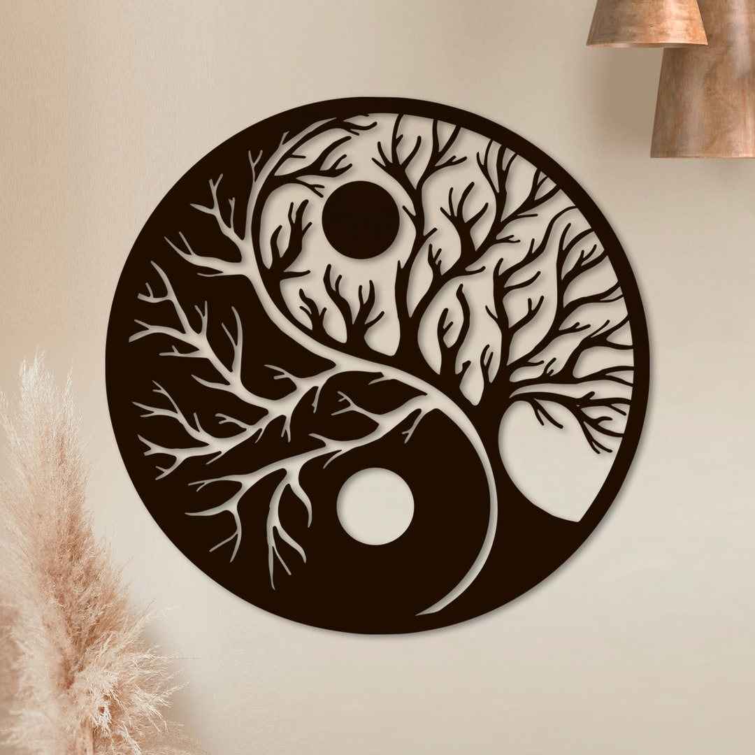 Yin Yang Wood Wall Decor, Tree of Life Wall Art, Meditation Decor ...