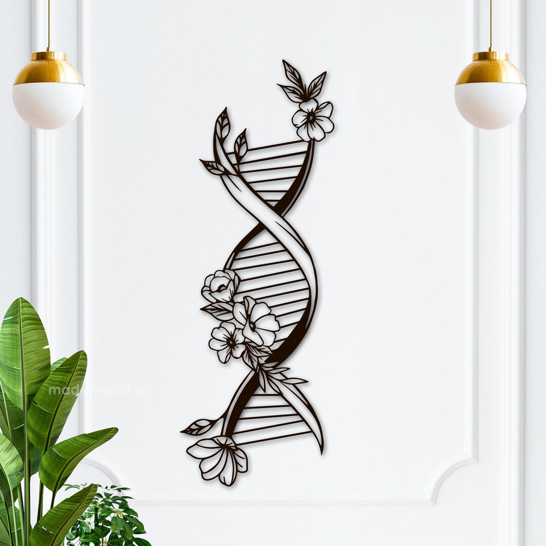 Floral DNA Strand Wood Wall Art, Medical Research Office Decor ...