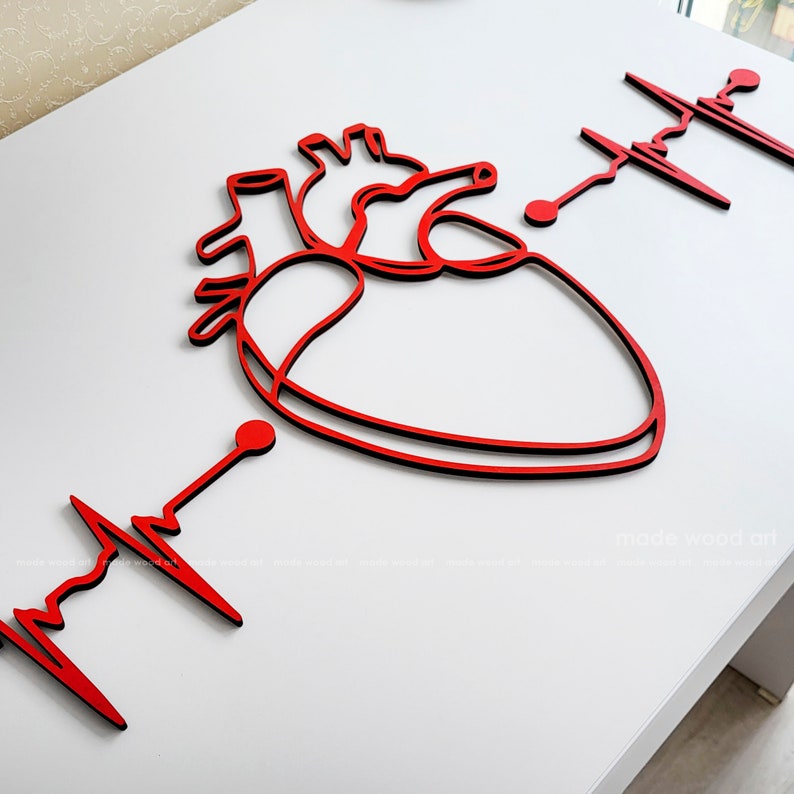Wood Heart Wall Art, Cardiologist Gift, Human Anatomy Heart Artwork ...