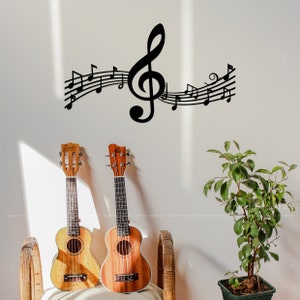 Music Notes Wall Art, Wooden Treble Clef Symbol, Gifts for Musicians ...
