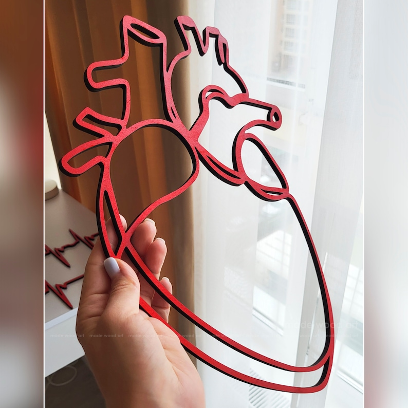 Wood Heart Wall Art, Cardiologist Gift, Human Anatomy Heart Artwork ...