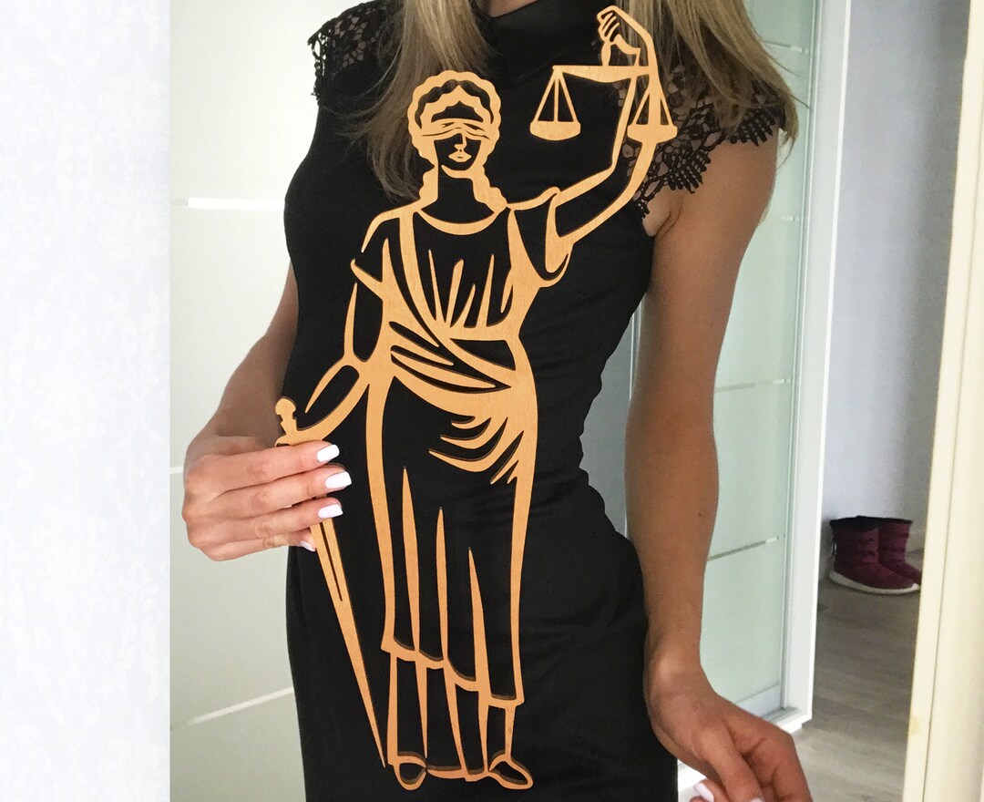 Blind Lady Justice Wall Art, Wooden Greek Scales of Justice, Lawyer ...