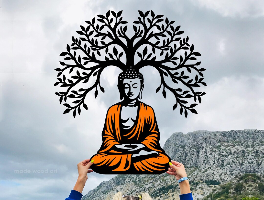 Buddha Wall Art, Zen Wooden Sign, Meditation Room Gift, Tree of Life ...