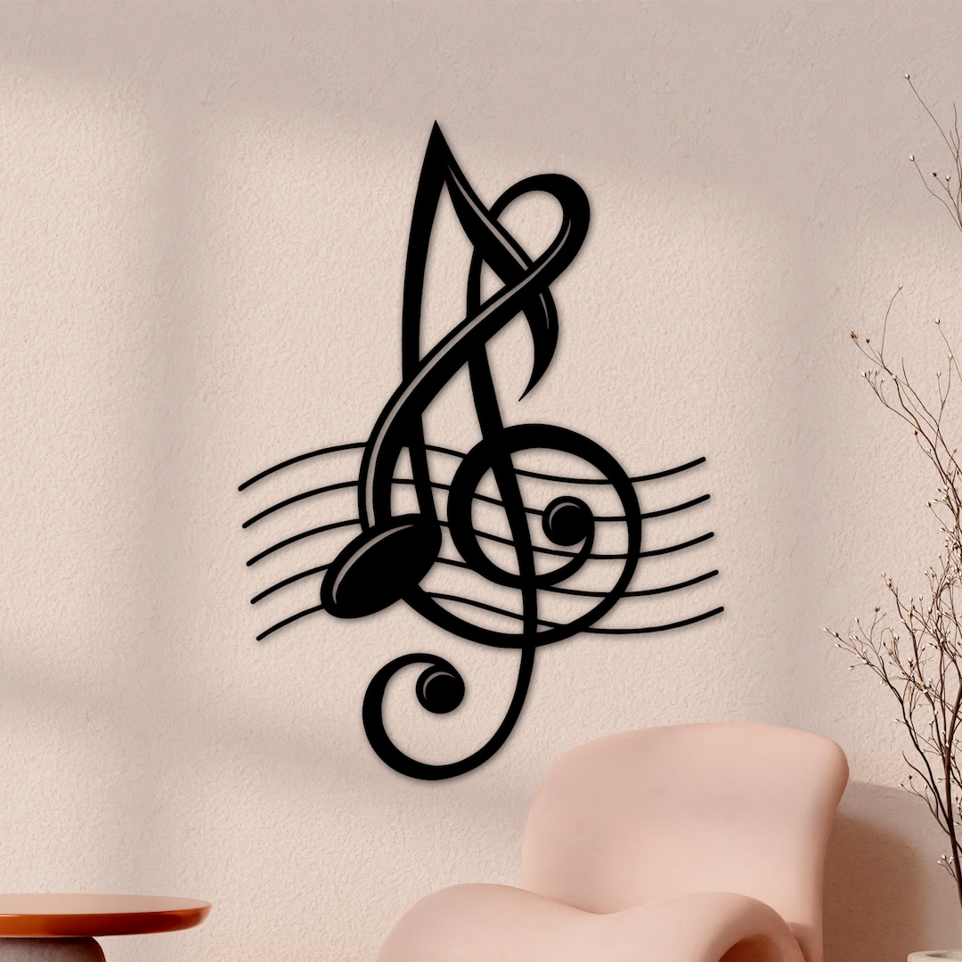 Music Wood Wall Decor, Sheet Music Art, Music Notes Sign, Treble Clef ...
