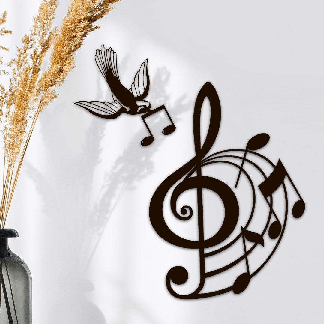 Musical Notes Wall Art Wood Music Wall Decor Music Room - Etsy