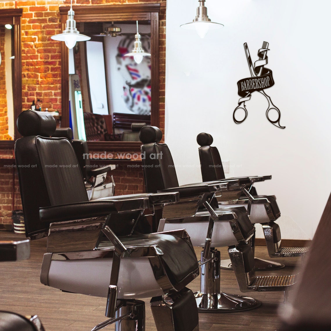 Custom barber shop sign Wood wall art Barbershop decor | Etsy