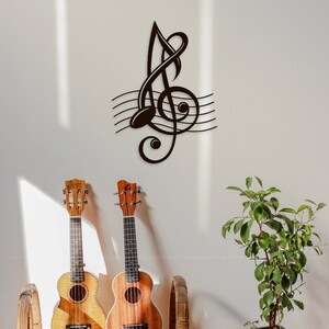Music Wood Wall Decor, Sheet Music Art, Music Notes Sign, Treble Clef ...