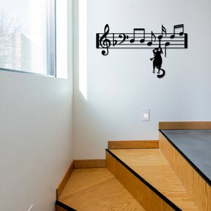 Music Wall Art, Music Note Decor, Wood Room Decor, Cat Lover Gift ...