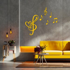 Music Notes Wall Art, Wood Sheet Music Symbol, Artwork for Music Room ...