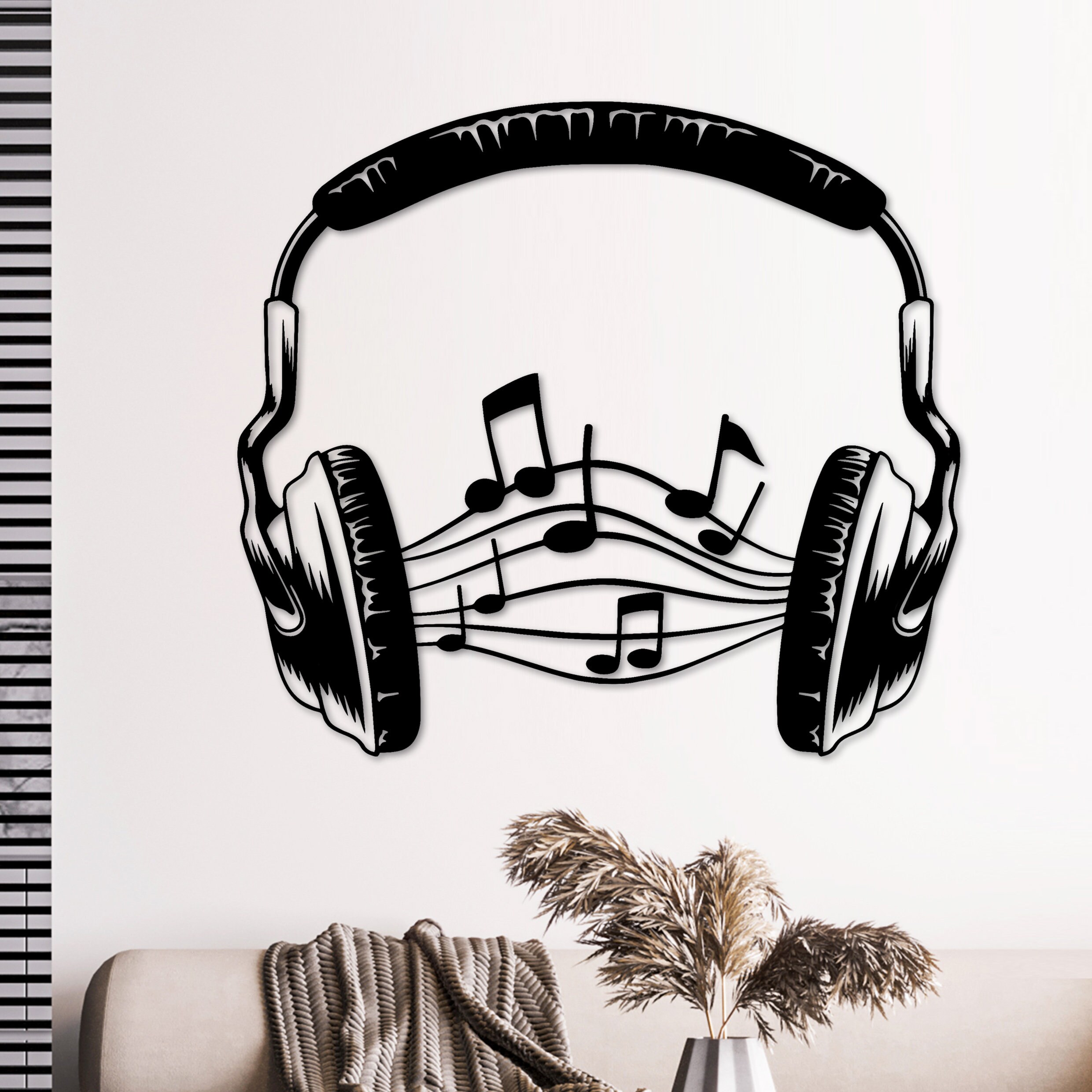 Headphones Music Notes Drawing