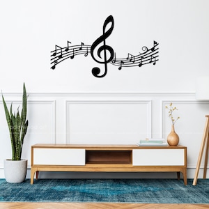 Music Notes Wall Art, Wooden Treble Clef Symbol, Gifts for Musicians ...