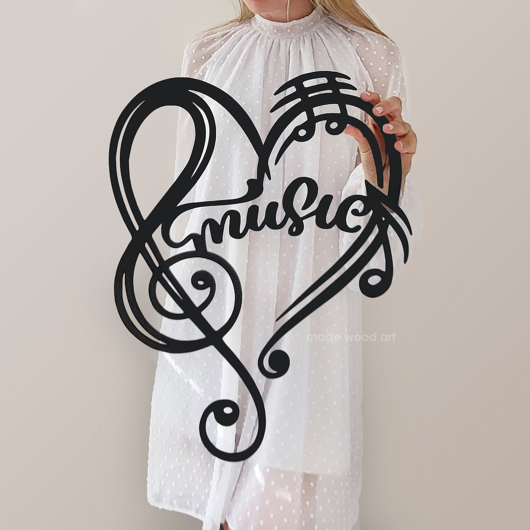 Wood Music Symbol, Music Notes Wall Art, Love Music Sign, Room Decor ...