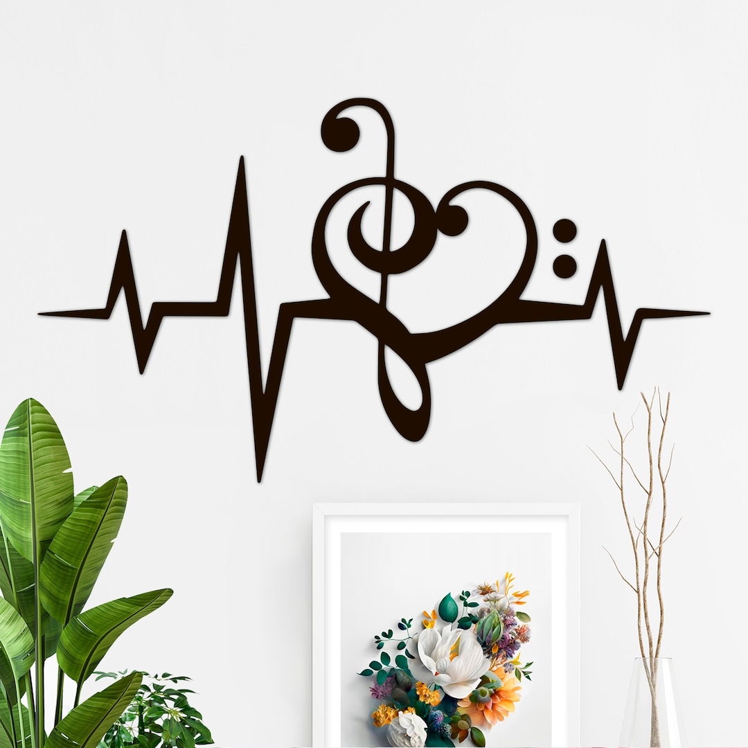 Musical Note Heart Wall Hanging, Wood Wall Art, Musical Note Wall Decor ...