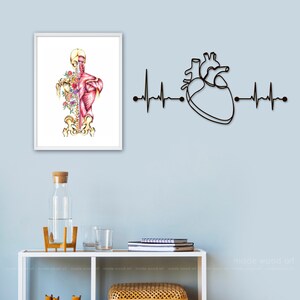 Wood Heart Wall Art, Cardiologist Gift, Human Anatomy Heart Artwork ...