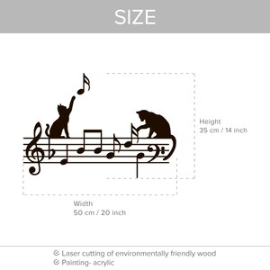 Music Notes Wall Art, Wood Music Art, Cat Wall Art, Music Room Decor ...