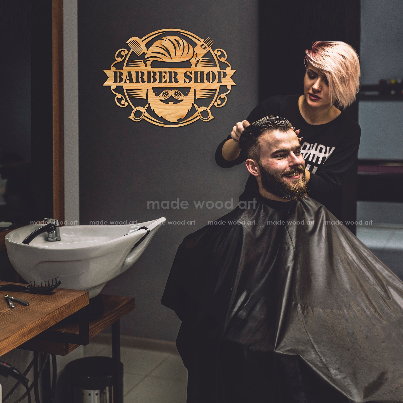 Barber Shop Decor Barbershop Wall Art Wood Wall Art Barber | Etsy