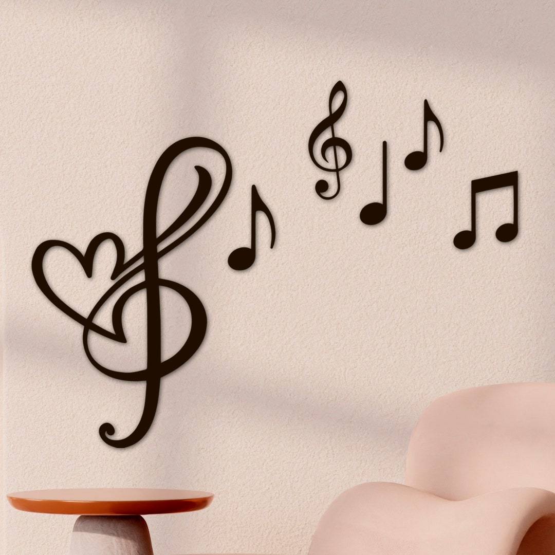 Music Notes Wall Art, Wood Sheet Music Symbol, Artwork for Music Room ...