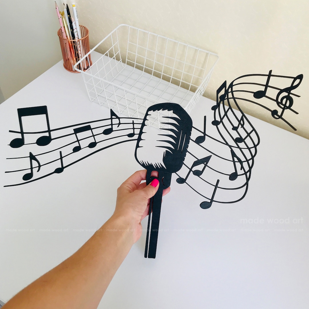 Music Notes Wall Art, Wood Music Symbol, Singer Gift, Sheet Music ...