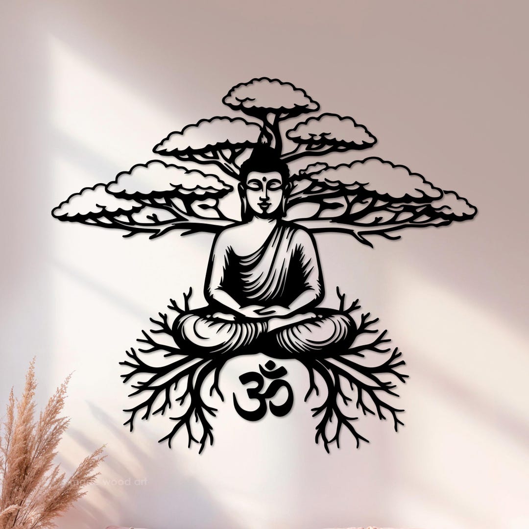 Meditating Buddha Wall Art, Wooden Zen Decor, Meditation Room, Yoga ...